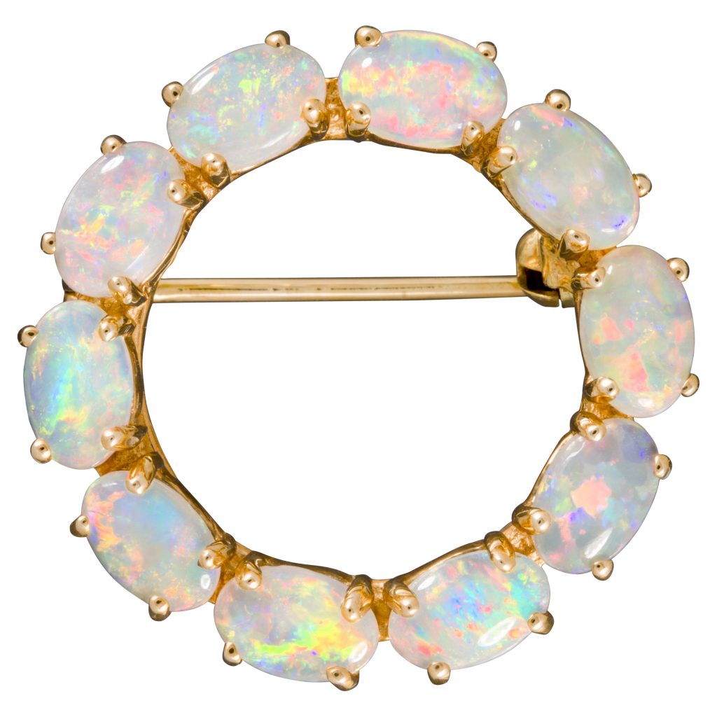 White Opal Brooch in 14 ct Gold (GT009) - Opal Copying Company Pty Ltd